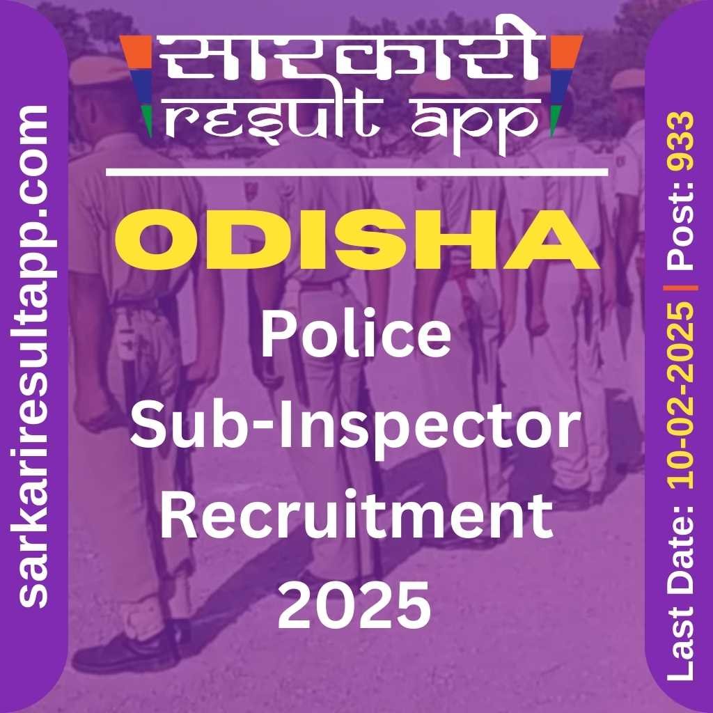 Odisha Police SI Recruitment 2025 Online Apply Date