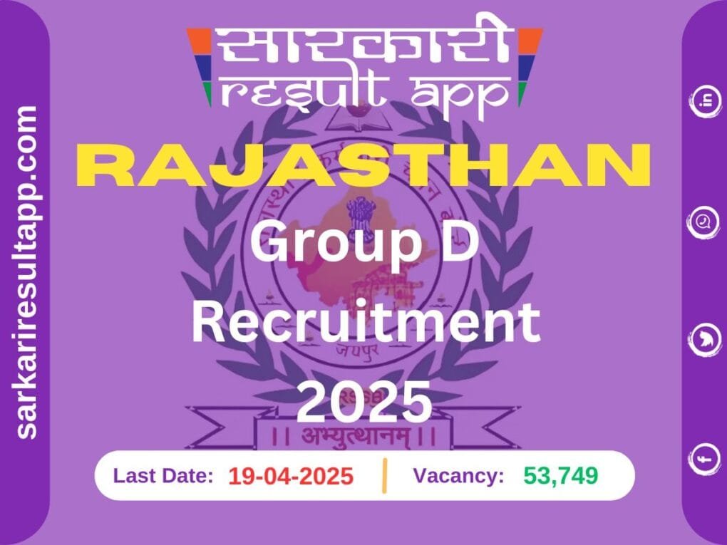 Rajasthan Group D Recruitment 2025 Apply Now For 53,749 Vacancies